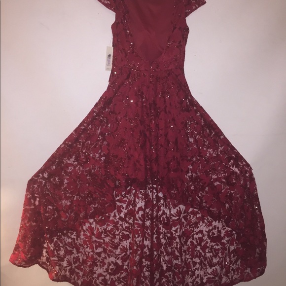 Elsa J | Dresses | Elsa J Red High Low Lace Semiformal Dress | Poshmark